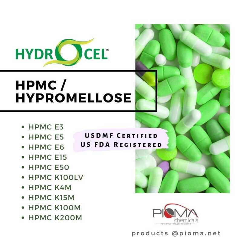 Hydrocel - HPMC/Hypromellose - Available at Pioma Chemicals